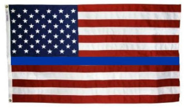 Polyester American Flag with Thin Blue Line *Made in USA* – One Objective
