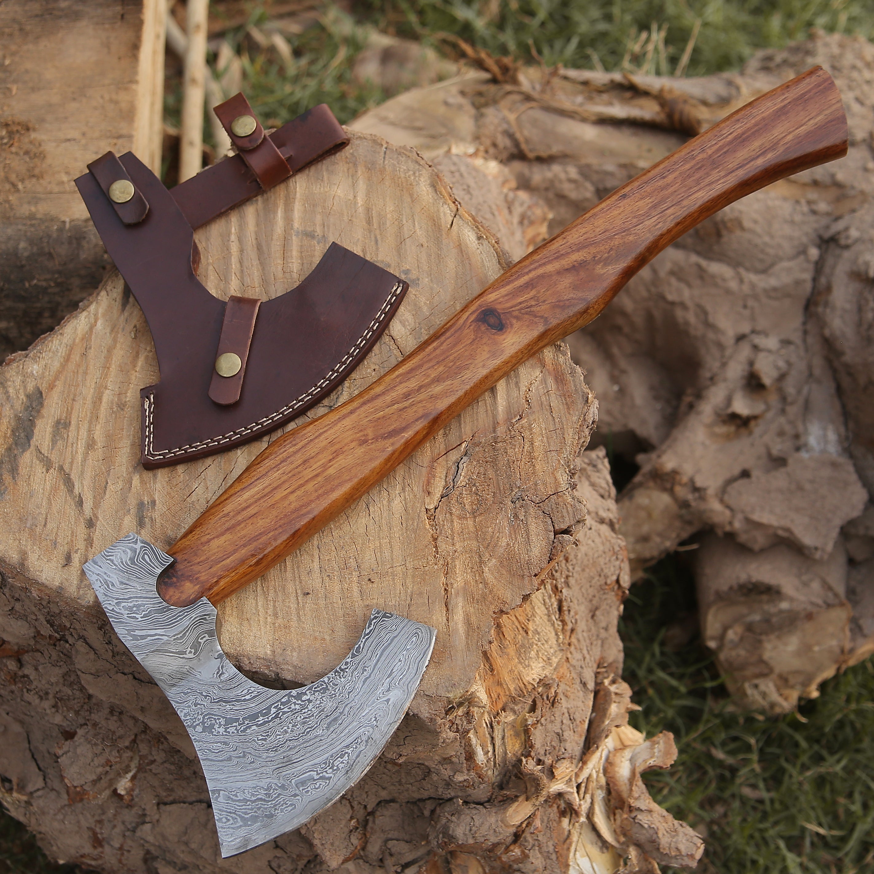 Custom Hand Made Forged Damascus Steel Axe Superb Design Axe Hatchet T ...